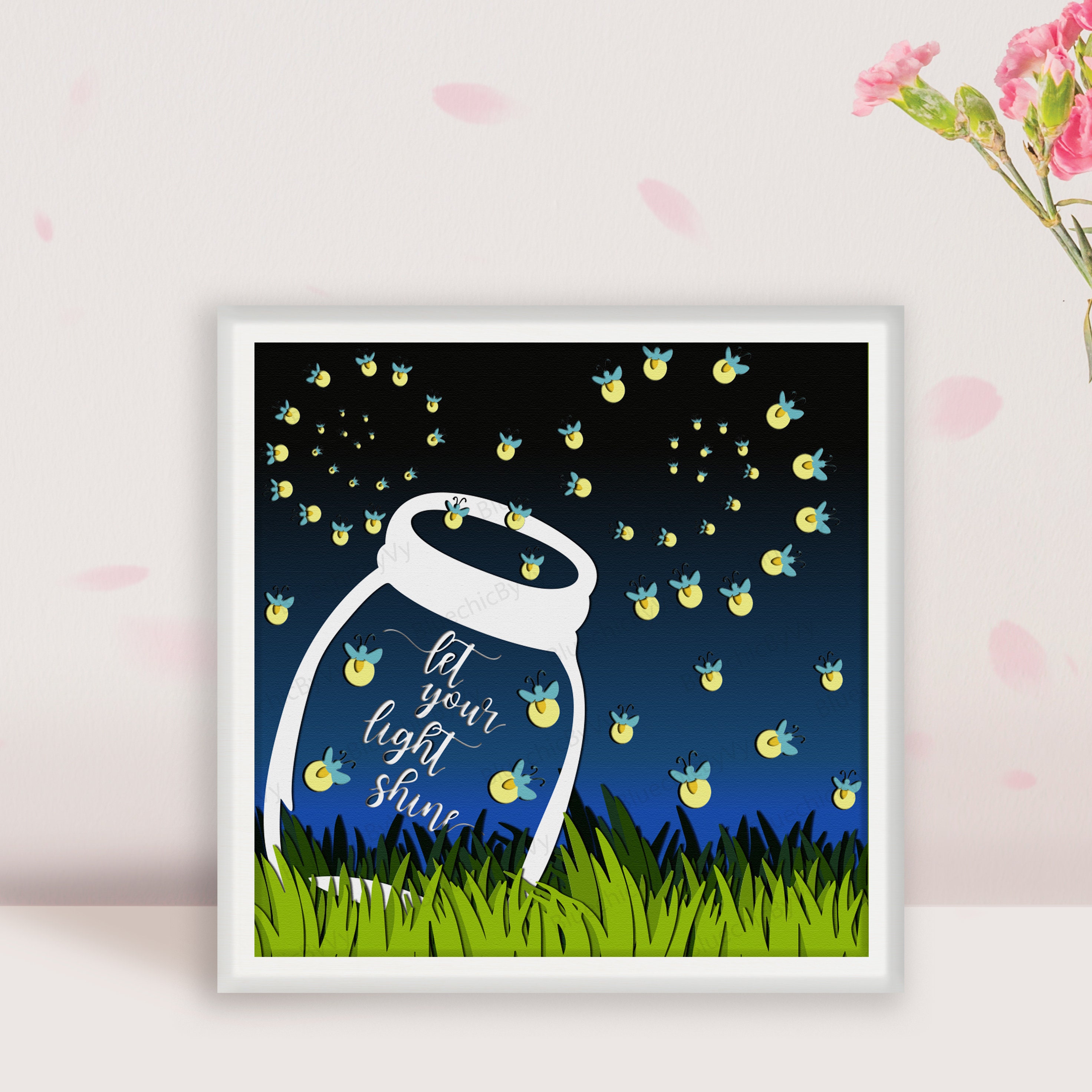 Lightning Bugs in A Mason Jar Shadow Box SVG for Cricut Projects DIY ...
