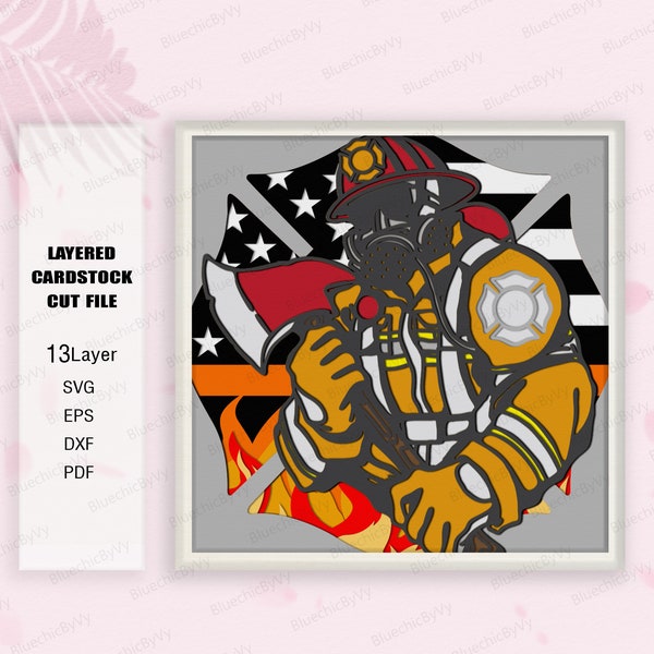 Firefighter Shadow Box Svg - Etsy