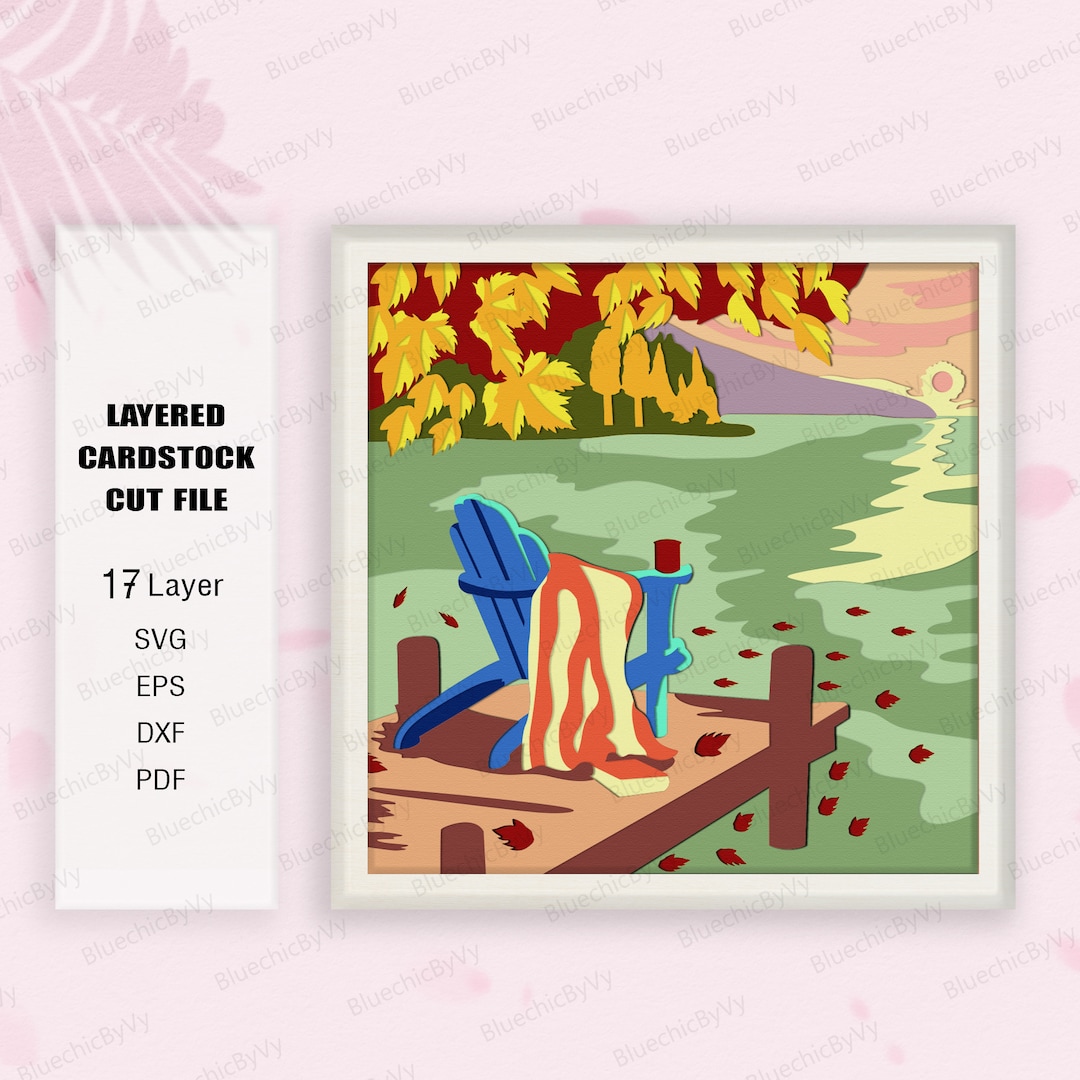 Lake Scenery Shadow Box SVG for Cricut Projects DIY, Lake Scenery ...