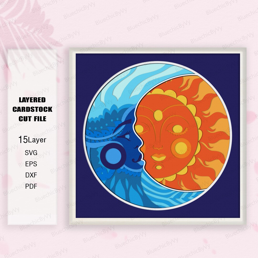 Sun and Moon Shadow Box SVG, Sun Shadow Box, Light Box Sun and Moon SVG ...