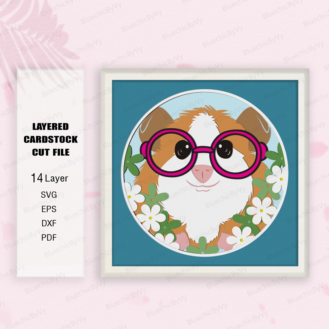 Guinea Pig Flower Shadow Box SVG, Mouse Shadow Box, for Cricut, Mouse ...