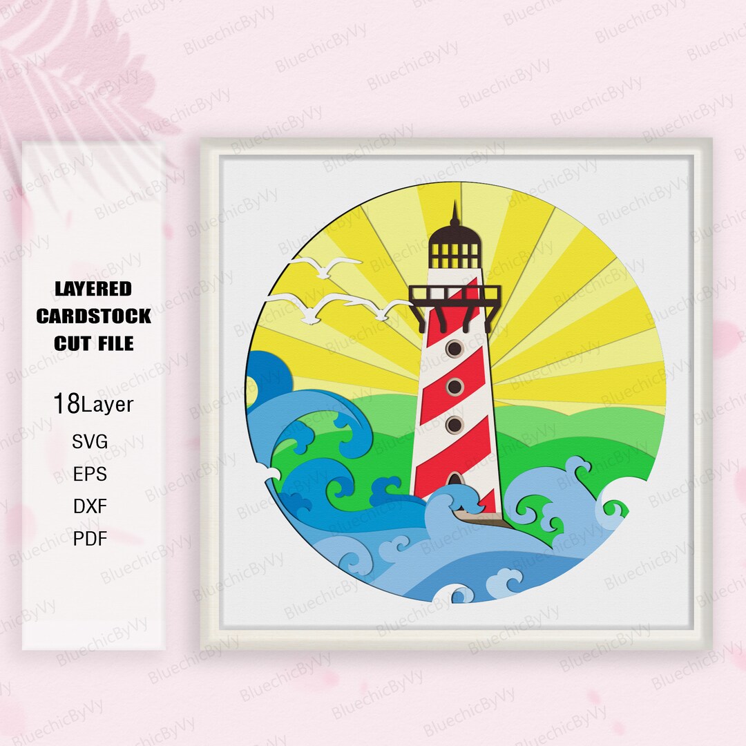 Lighthouse Shadow Box Svg, Lighthouse Gift, Lighthouse Light Box Svg ...