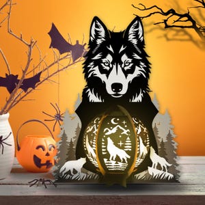 Wolf Light Box Svg, Wolf Shadow Box, Lantern Paper Cut, Wolf Lantern ...