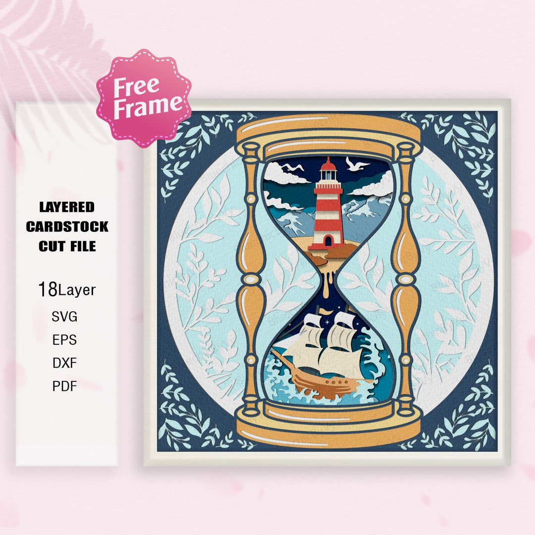 Lighthouse Hourglass Shadow Box Svg, Hourglass Light Box,lighthouse ...