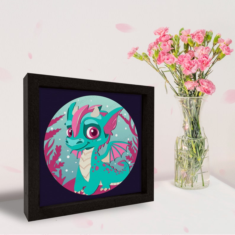 Baby Dragon Shadow Box SVG for Cricut Projects DIY, Dragon Shadow Box ...