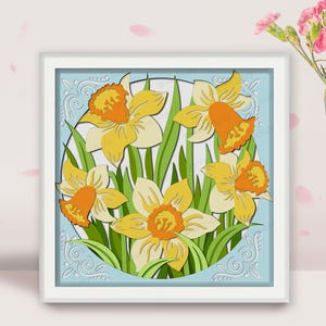 Daffodils Flower Shadow Box Paper Cut File | Daffodils Flower ...