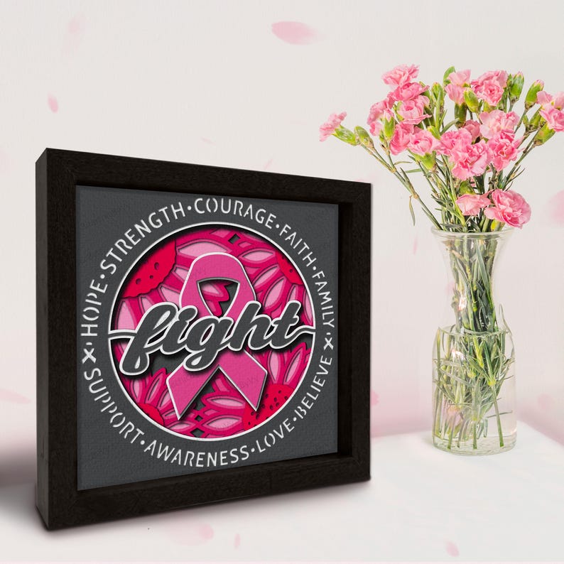 Fight Cancer Bundle Layered Paper Cut Design, Survivor Awareness Ribbon ...