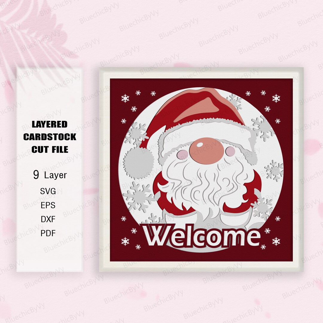 Gnomes Welcome Christmas Shadow Box SVG for Cricut Projects DIY ...