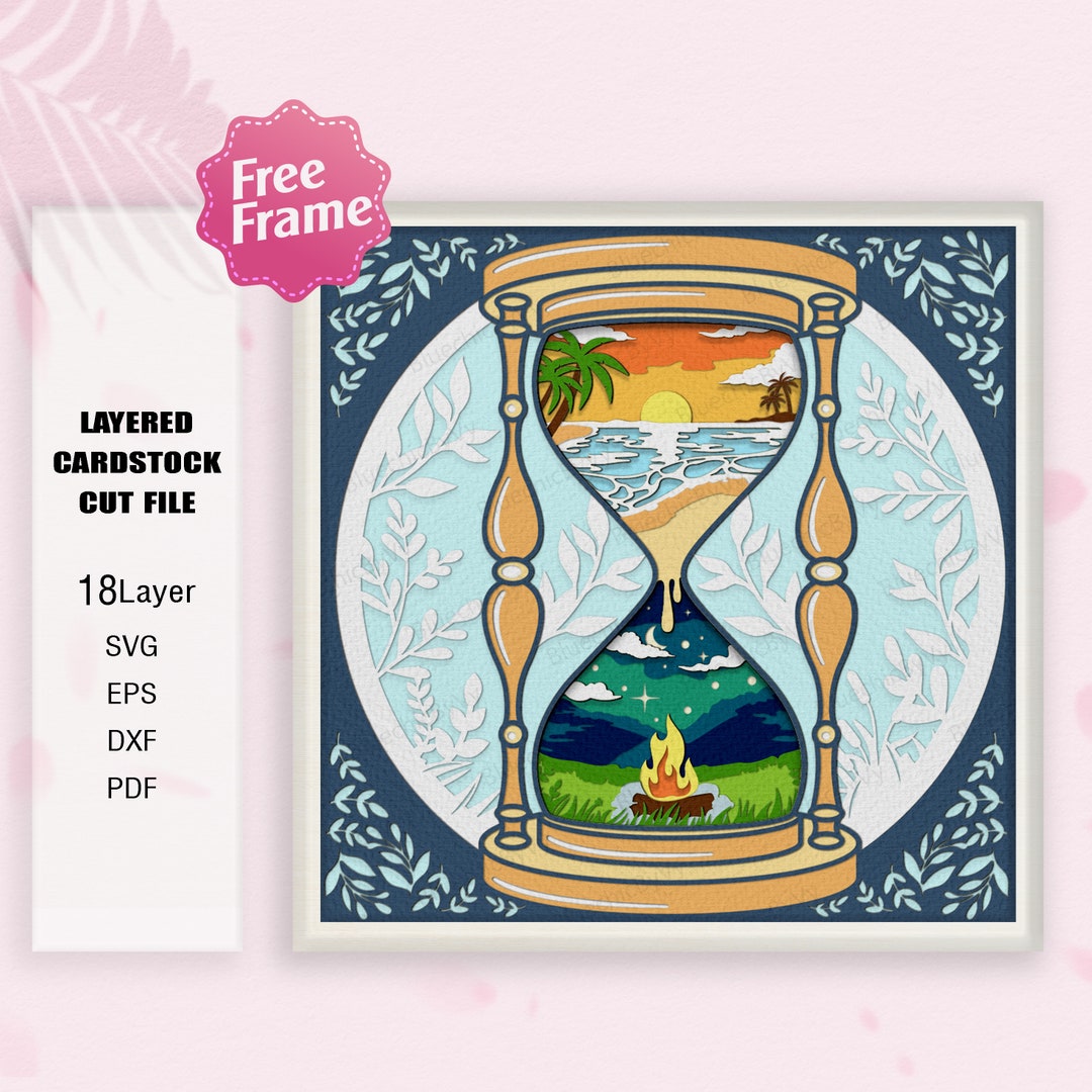 Hourglass Sunset Shadow Box Svg, Hourglass Light Box Svg, Hourglass ...