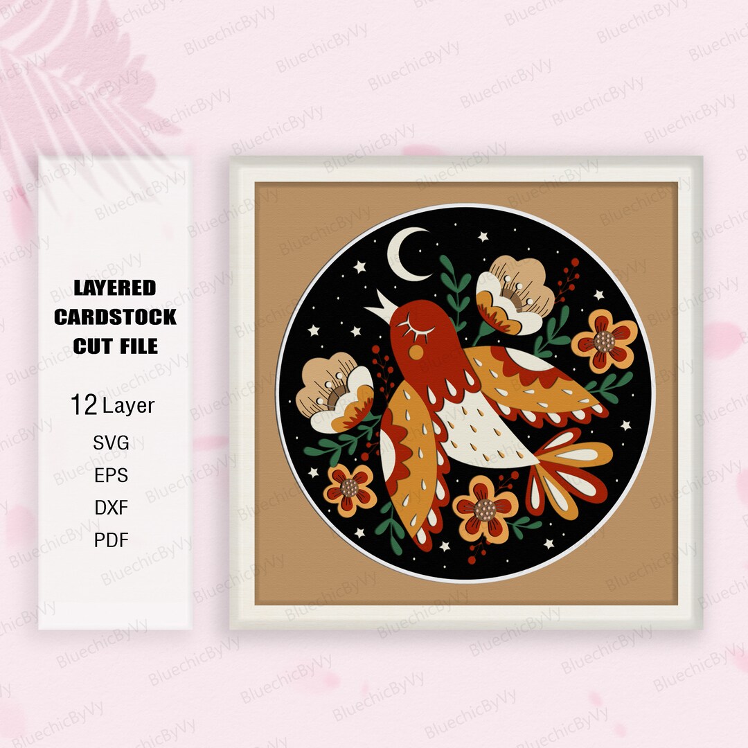 Scandinavian Birds Shadow Box SVG, Birds Scandinavian Shadow Box, Bird ...