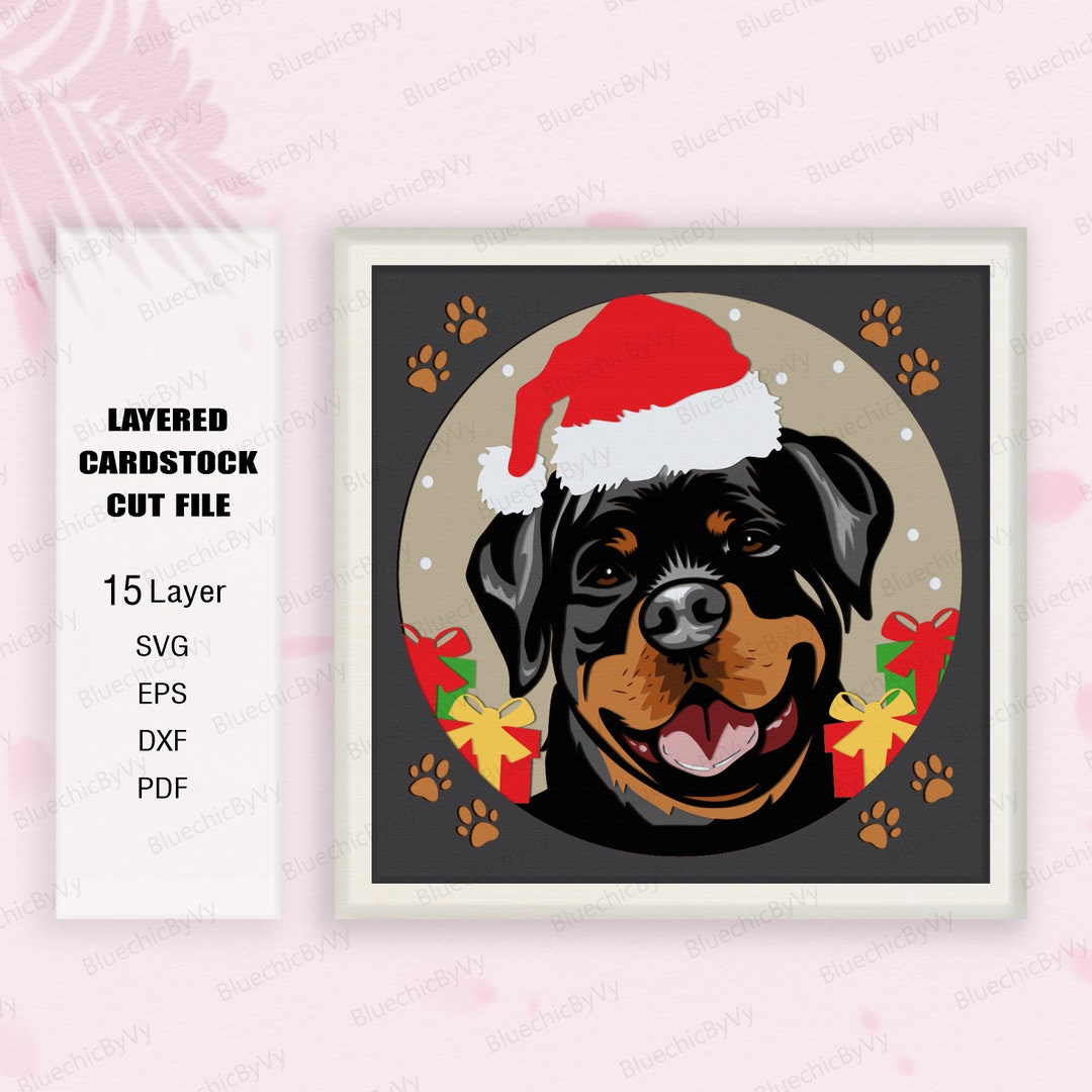 Rottweile Noel Shadow Box SVG, Rottweiler Dog Shadow Box, Gift Dog, for ...