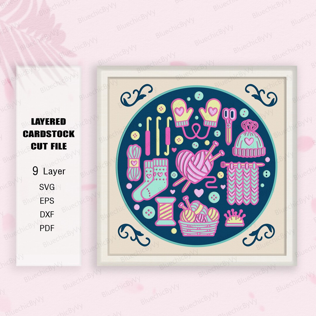 Love Crochet Shadow Box SVG, Love Shadow Box Svg, Crochet Light Box ...