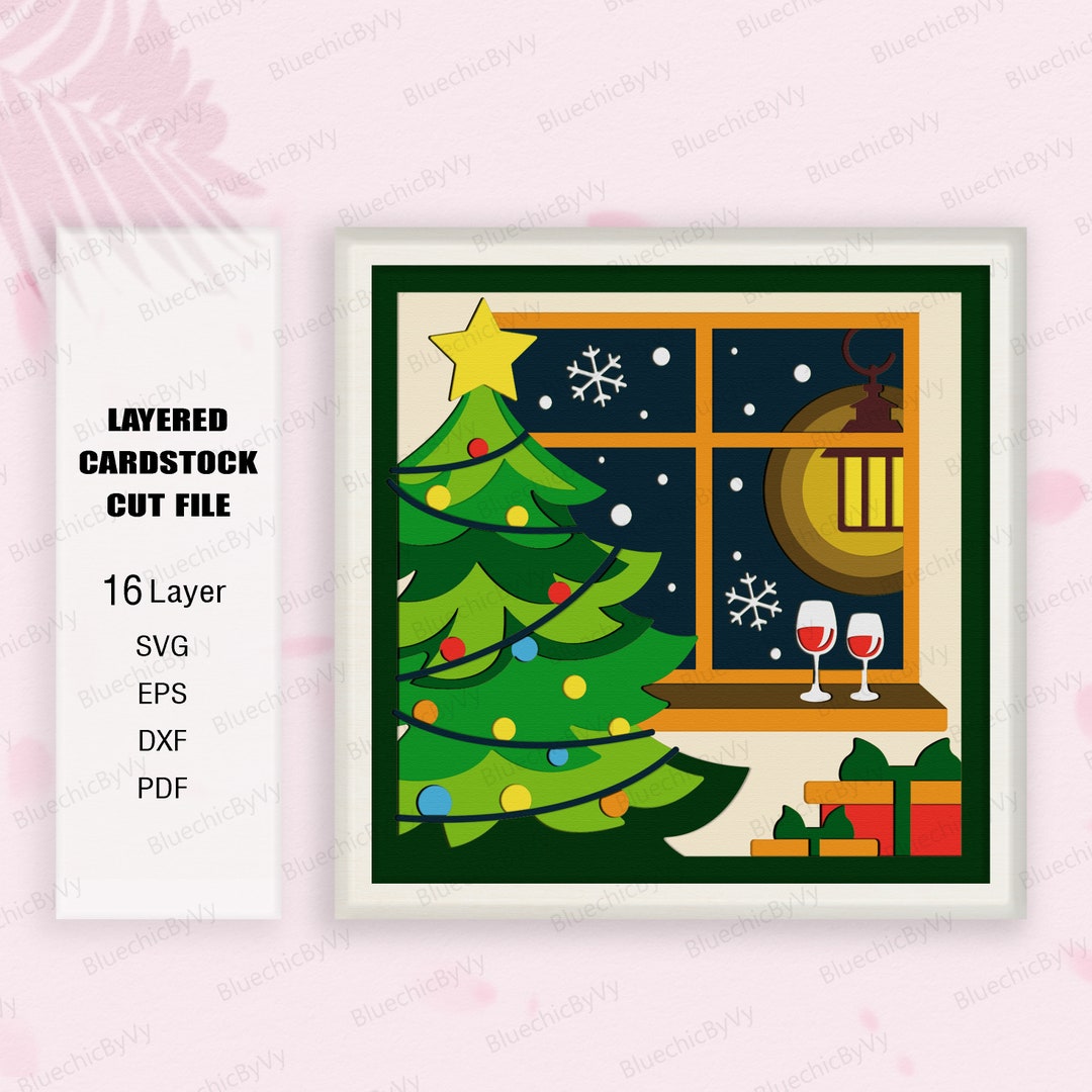 Christmas Tree Shadow Box SVG for Cricut Projects DIY, Christmas Light ...