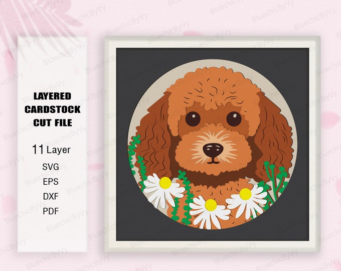 Poodle Dog Breed Shadow Box SVG, 3d Papercut SVG, Layered Paper Art ...