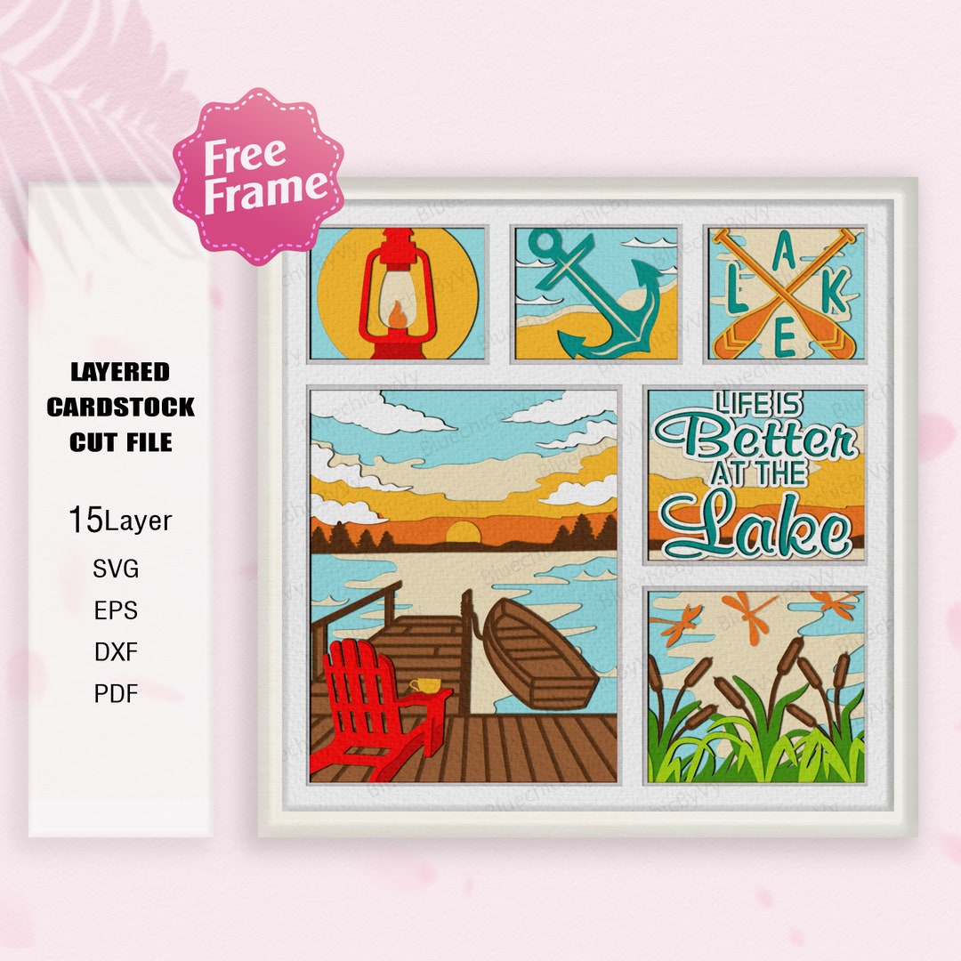Life is Lake Shadow Box SVG, Life Beside Lake Svg, for Cricut File ...