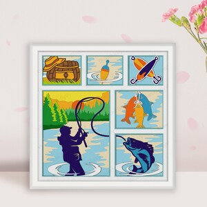 Fishing Shadow Box Svg, Fisherman Light Box Svg, Father's Day Gift ...