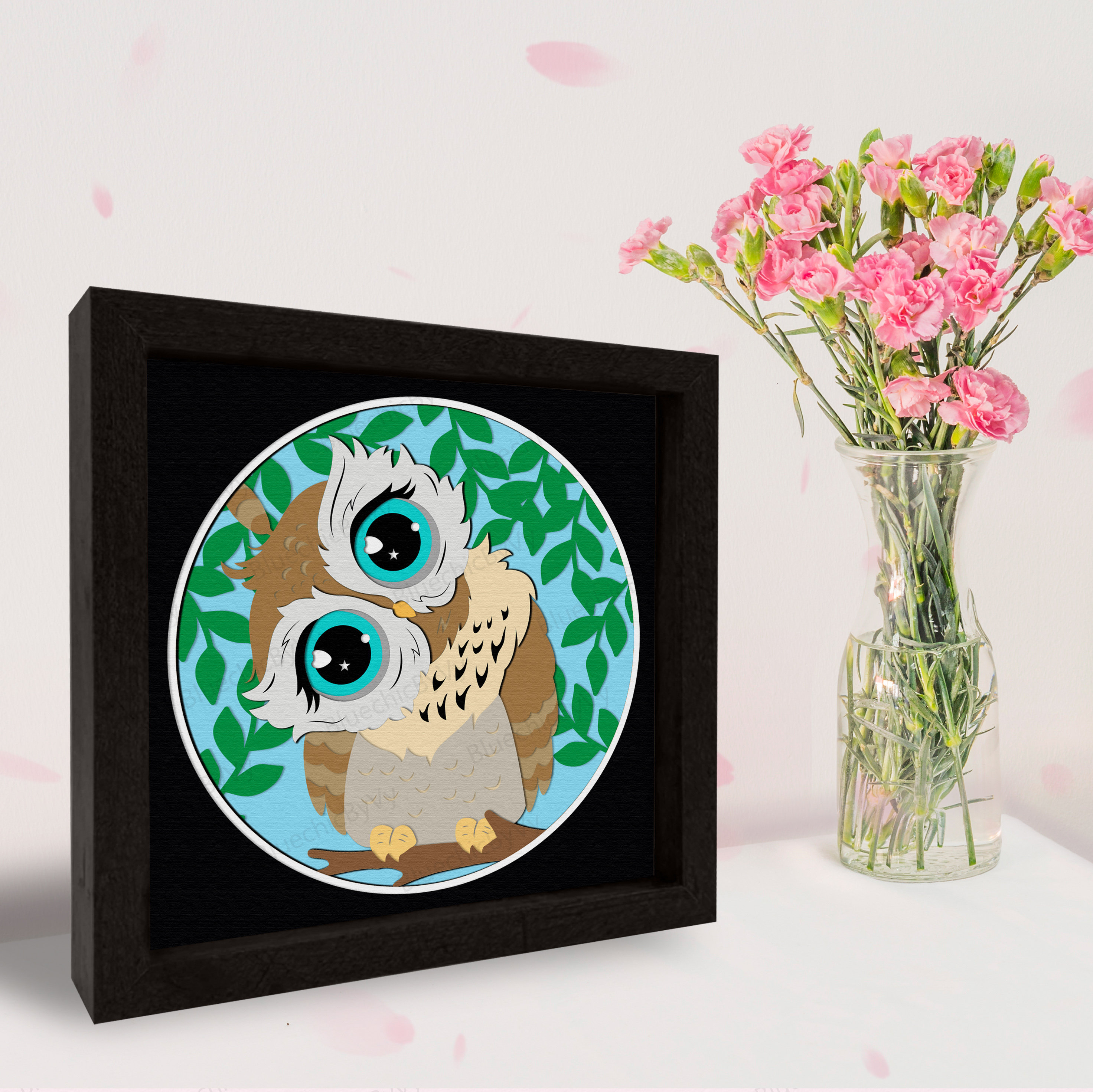 Owl Shadow Box SVG, Owl Shadow Box, for Cricut, Owl Light Box Svg ...