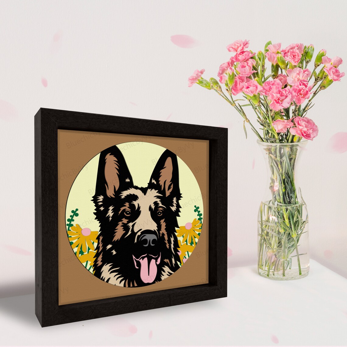 German Shepherd Dog Shadow Box SVG, German Shepherd Shadow Box, Gift ...