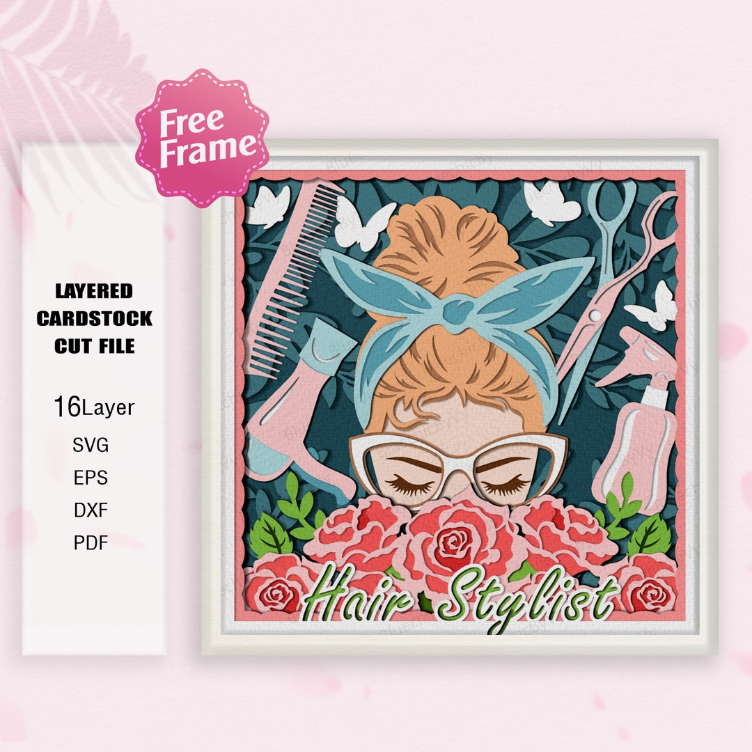 Hair Stylist Shadow Box SVG, Hair Stylist 3D Box, Hair Salon Svg ...