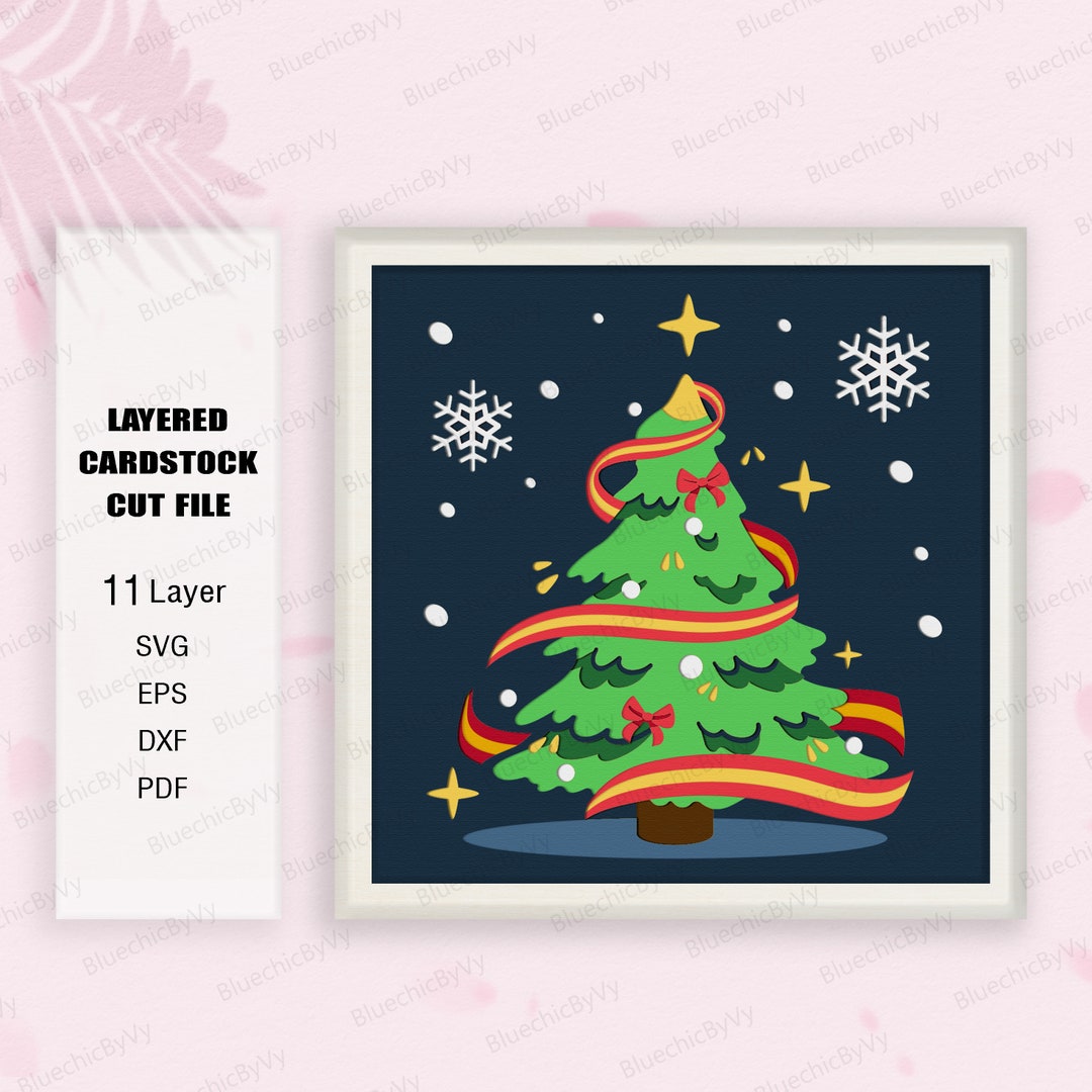 Christmas Tree Shadow Box SVG for Cricut Projects DIY, Christmas Light ...