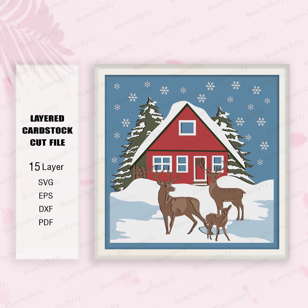 Reindeer Winter Shadow Box SVG for Cricut Projects DIY, Reindeer Winter ...