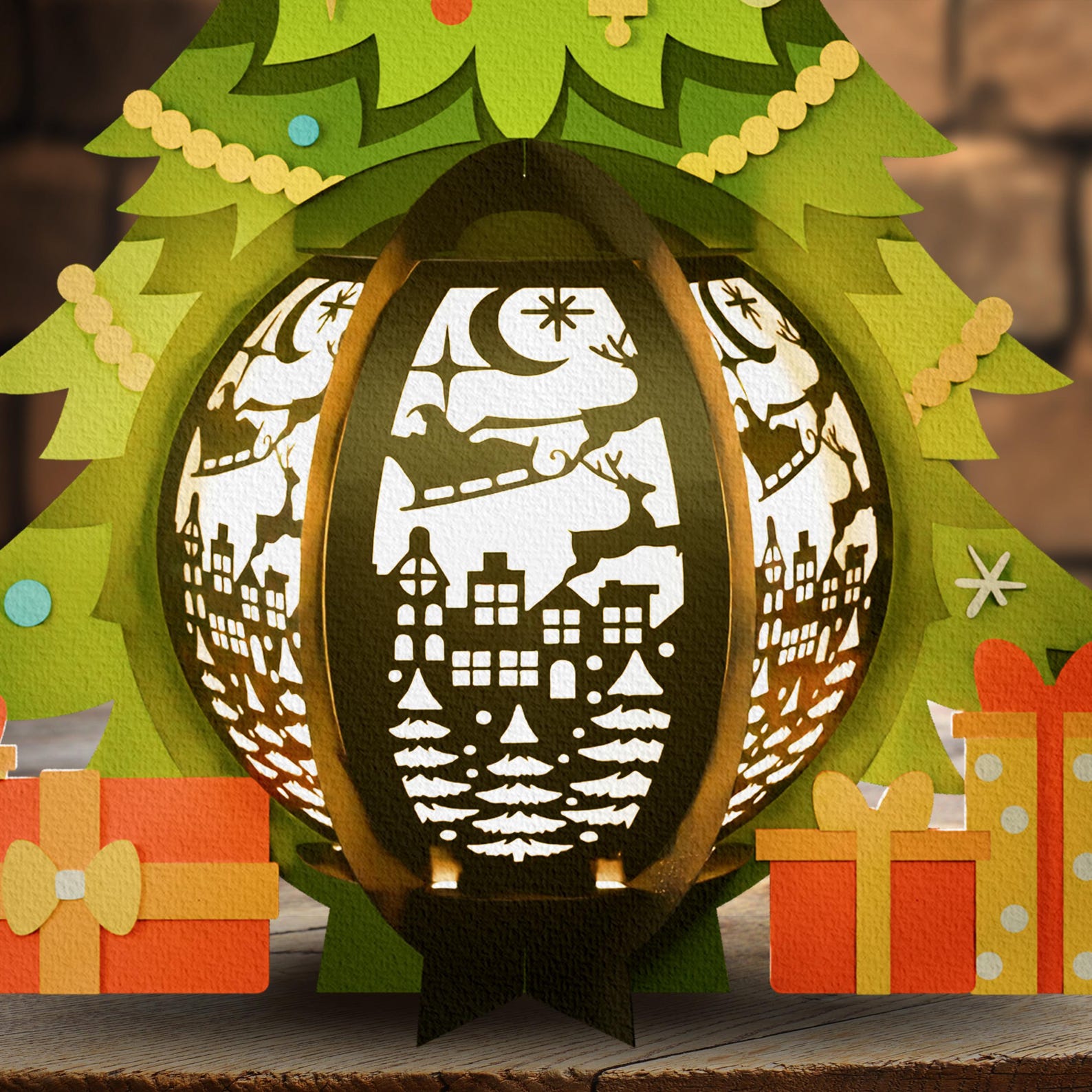 Pine Tree Christmas Lantern Svg,tree Shadow Box,lantern Paper Cut,tree ...