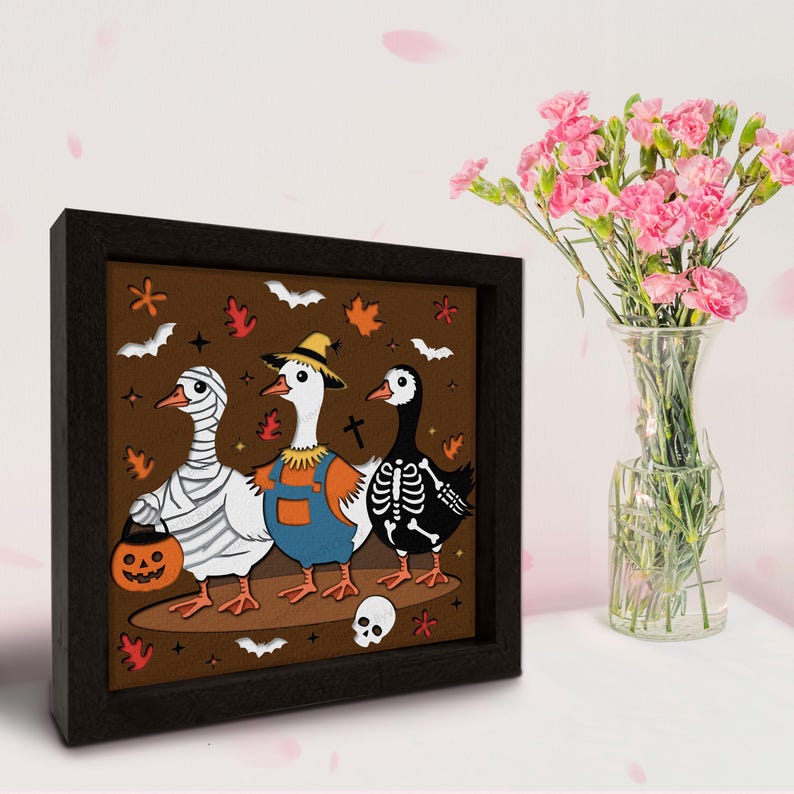 Funny Halloween Goose SVG, 3D Layered Cut File With Mummy, Scarecrow ...