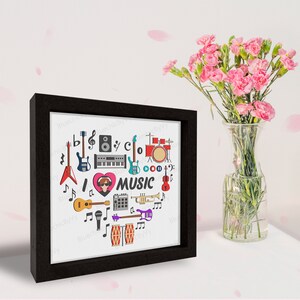 Love Music Shadow Box Svg, Music Shadow Box, Love Music Gift, Love ...