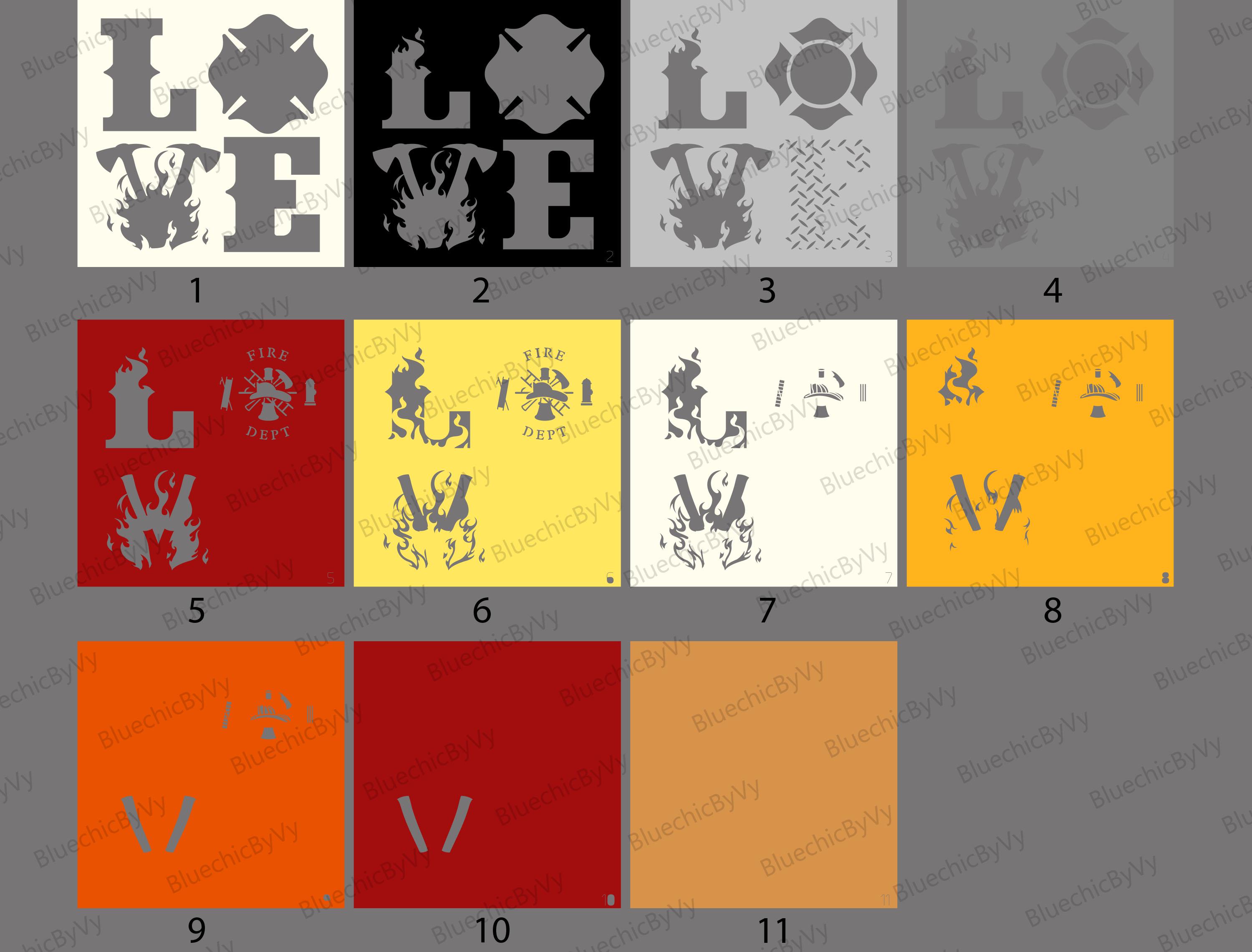 Firefighter Love SVG, 3D Layered Shadow Box Cut File With Fire Dept ...