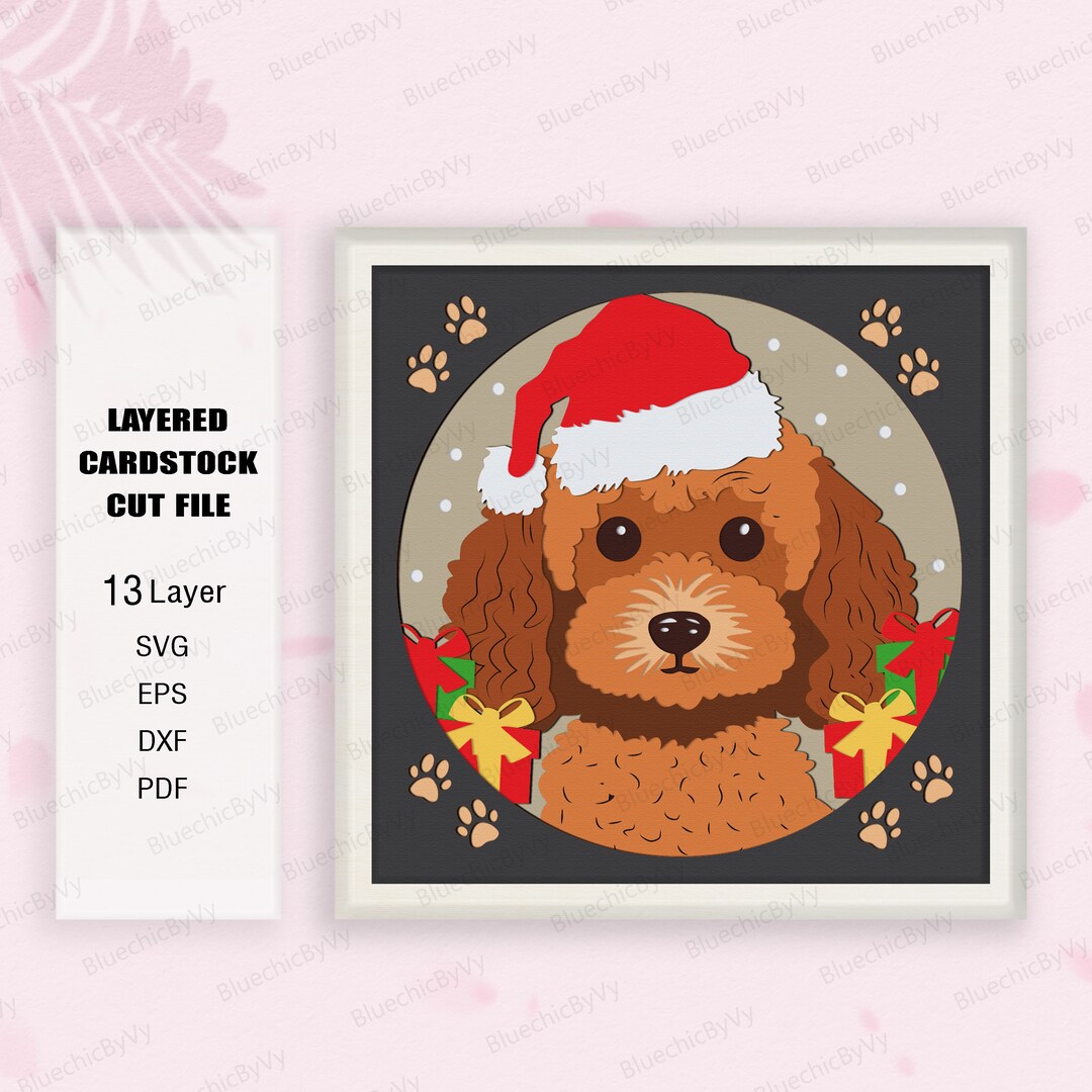 Poodle Dog Christmas Shadow Box SVG, Poodle Shadow Box, for Cricut ...