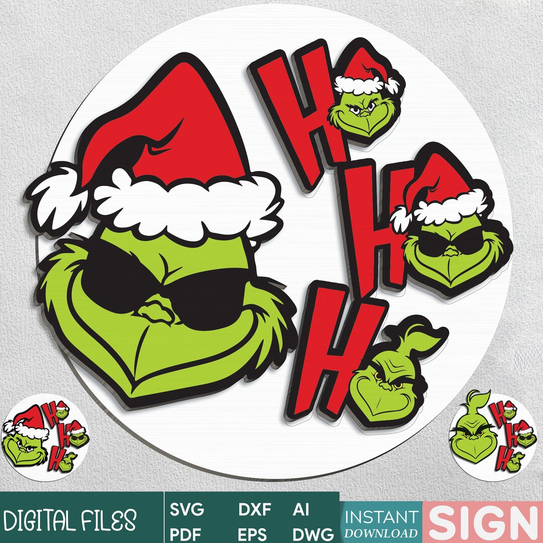 Grinch Face Door Sign Svg, Grinch Door Sign, Christmas Door Hanger ...