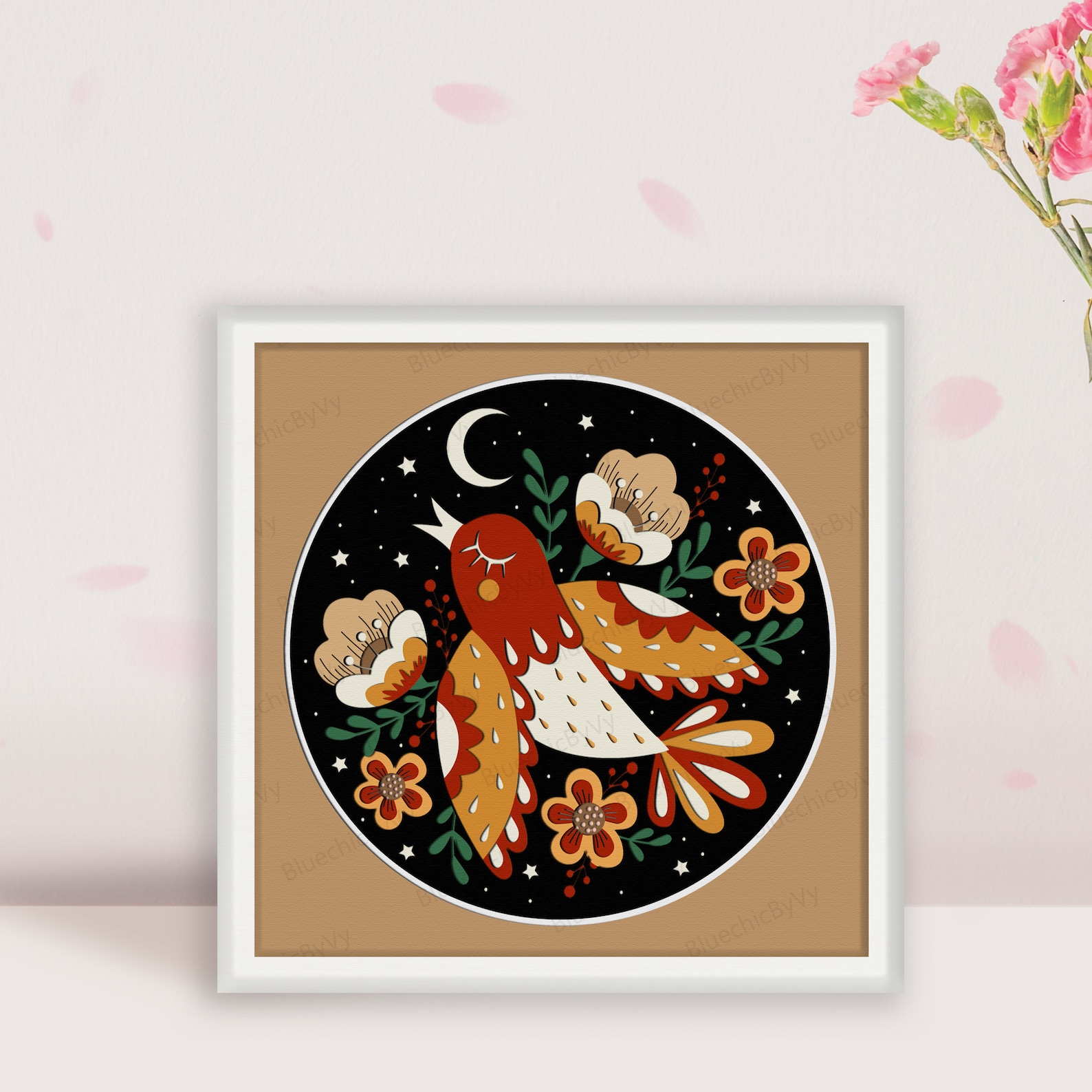 Scandinavian Birds Shadow Box SVG, Birds Scandinavian Shadow Box, Bird ...