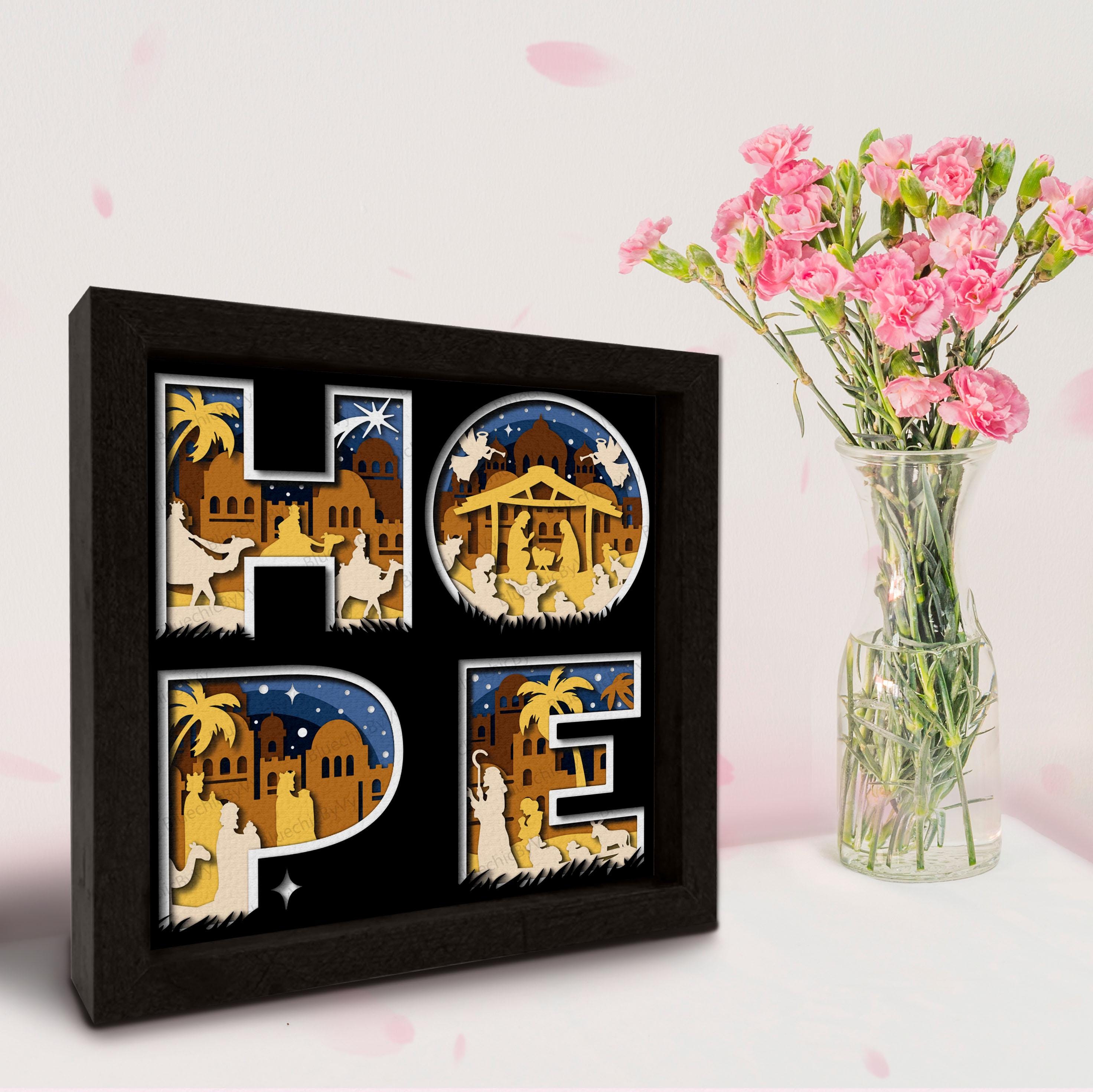 Christmas Nativity Shadow Box, HOPE Layered Lightbox Template ...
