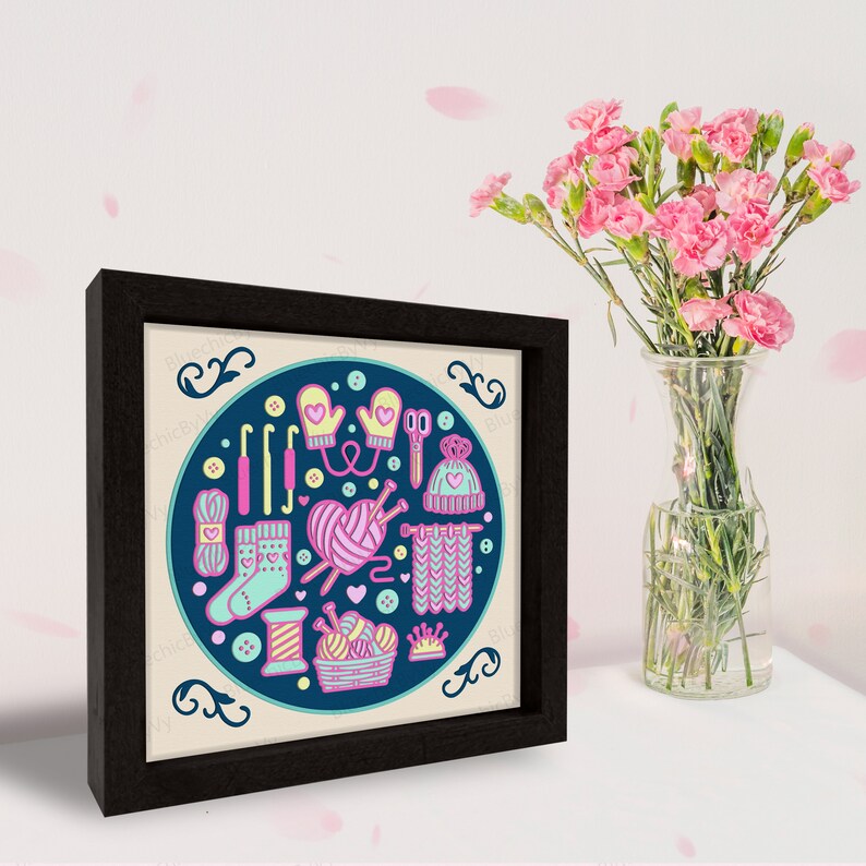 Love Crochet Shadow Box SVG, Love Shadow Box Svg, Crochet Light Box ...