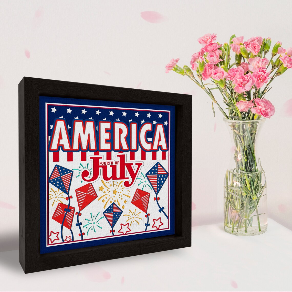 America 4th of July Shadow Box Svg, 4th of July 3D Box, American Flag ...