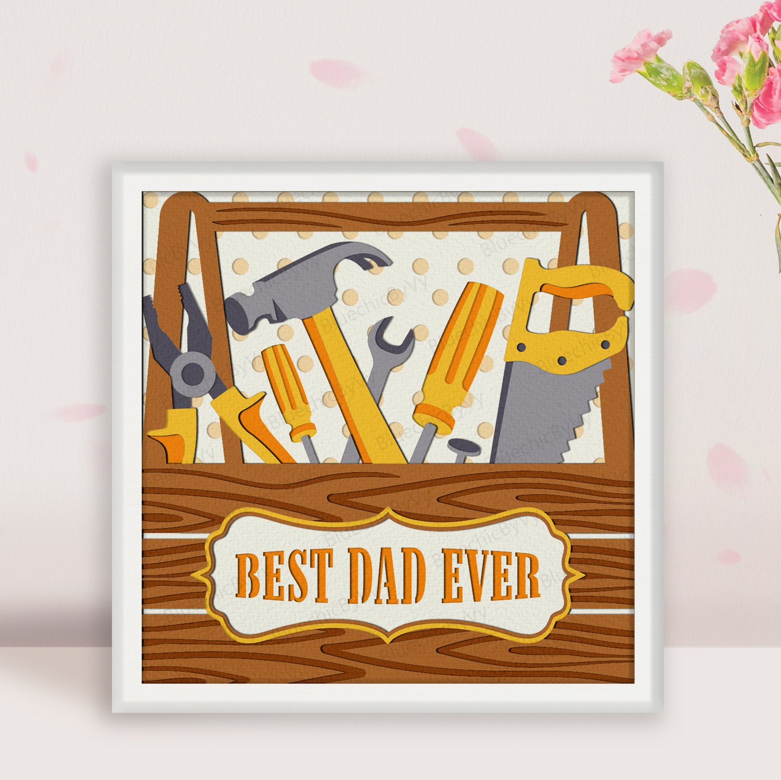 Best Dad Ever Shadow Box SVG, Dad Garage Svg, Happy Father's Day Svg ...