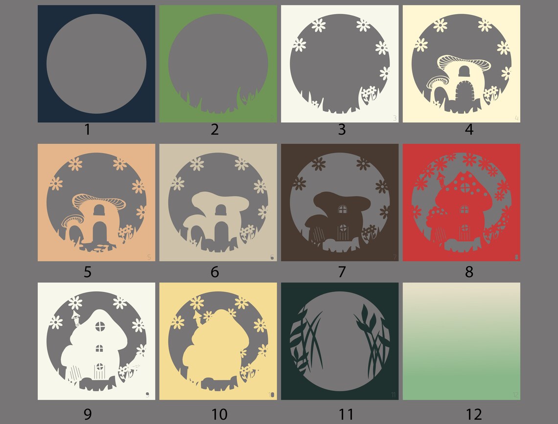 Mushroom House Shadow Box SVG, Mushroom House Shadow Box, Mushroom ...