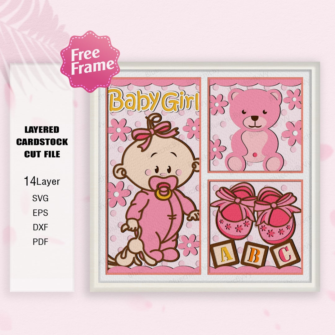 Baby Girl Cute Shadow Box Svg, Girl Baby Light Box Svg, Girl Baby Gift ...