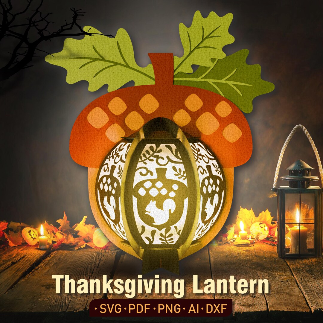 Squirrel Cute Thanksgiving Lantern Svg,squirrel Shadow Box,lantern ...
