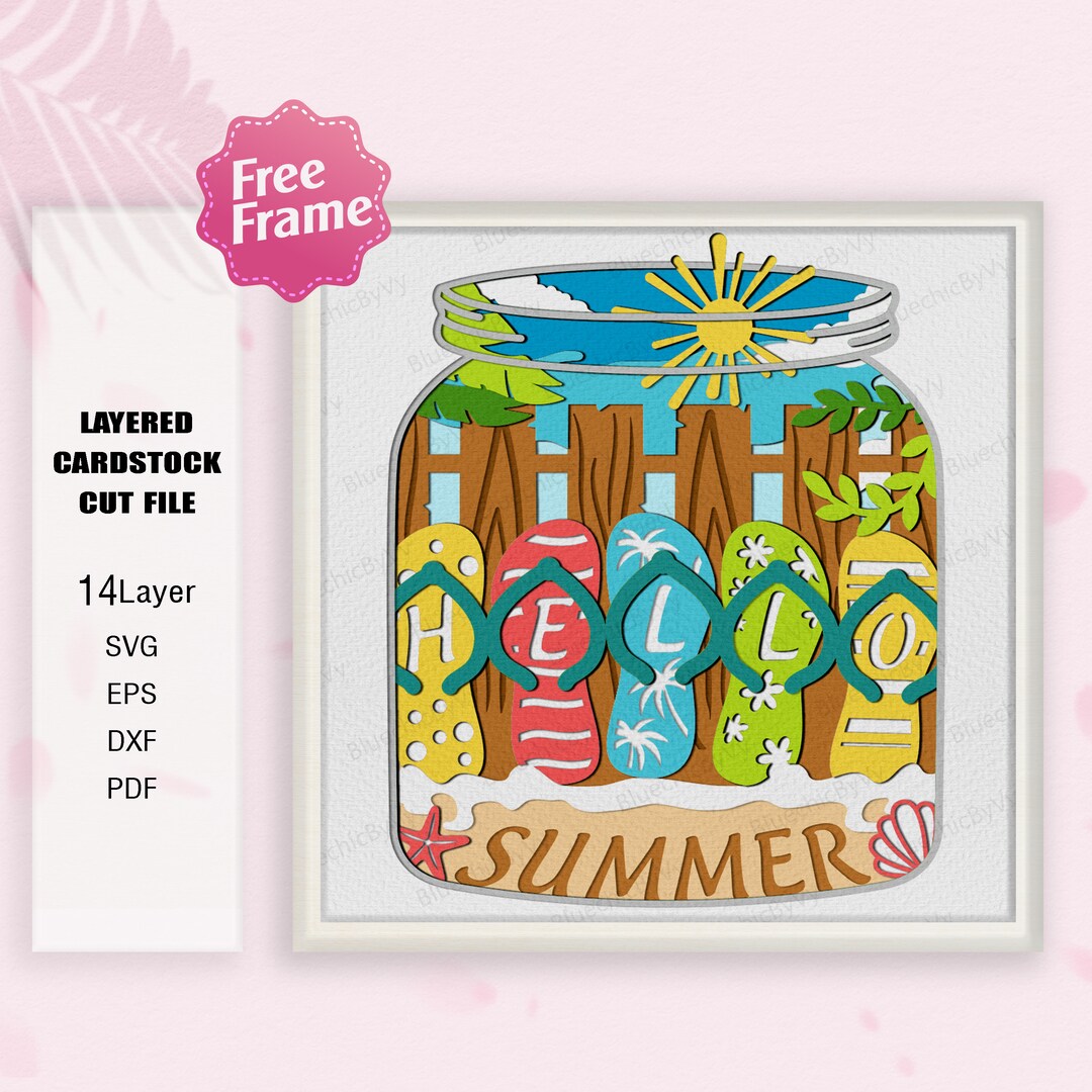 Mason Jar Hello Summer Shadow Box Svg, Mason Jar Svg, Summer Gift,flip ...