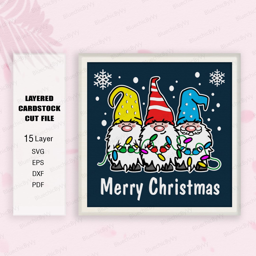 Gnomes With Light Shadow Box SVG for Cricut Projects DIY, Gnomes ...