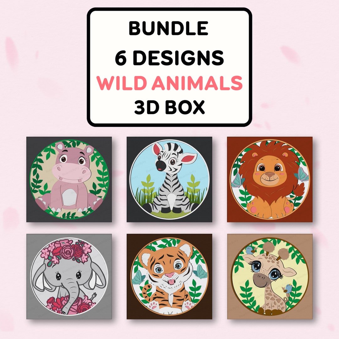 Bundle Wild Animals Shadow Box SVG, Wild Animals Shadow Box, for Cricut ...