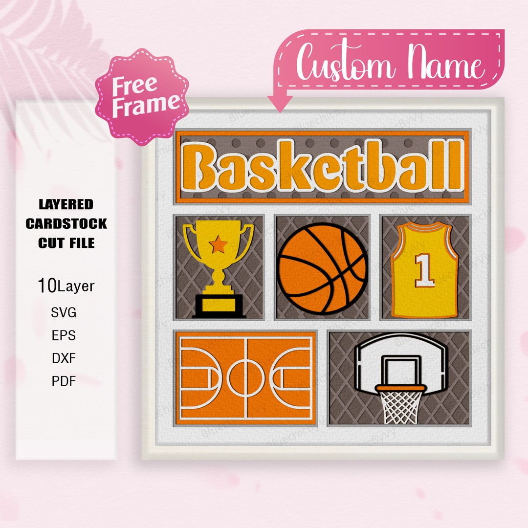 Basketball Sport Shadow Box Svg, Basketball Light Box Svg, Sport 3D Box ...