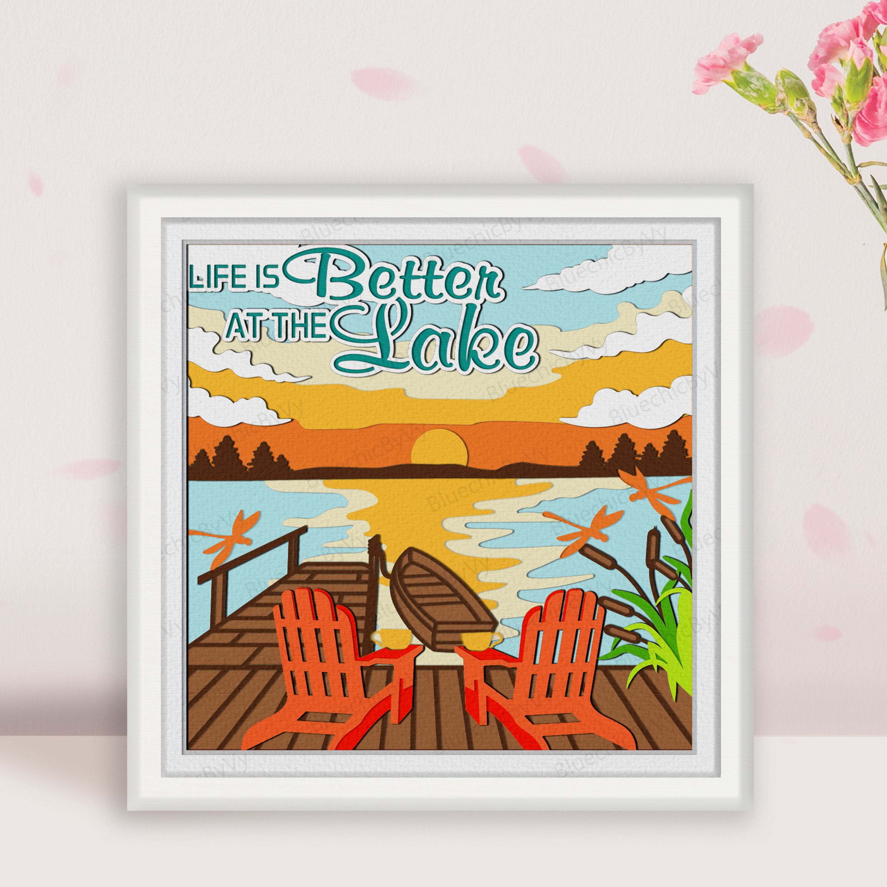 Life is Better at the Lake Shadow Box SVG ,for Cricut File, Lake ...