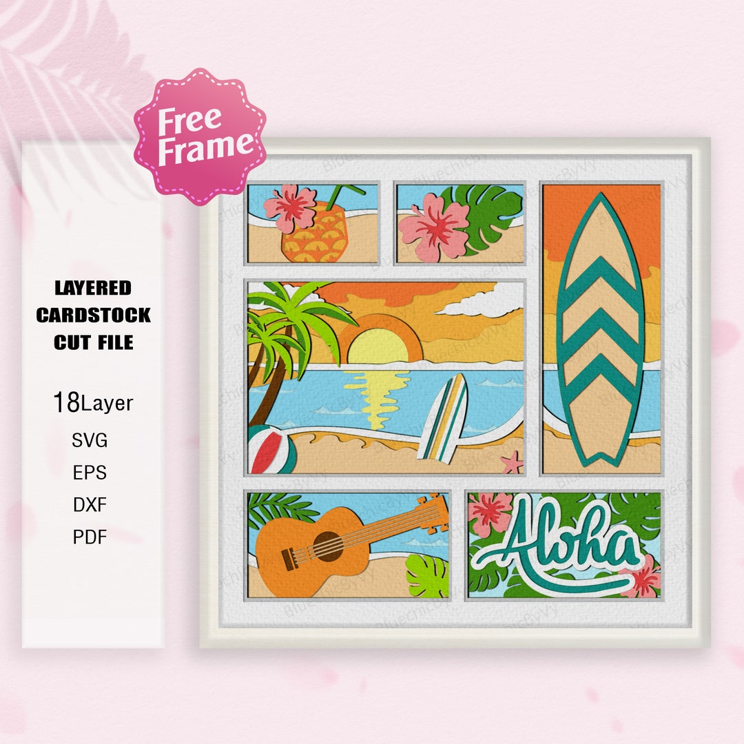 Aloha Summer Shadow Box Svg, Aloha Summer Light Box Svg, Summer Gift ...