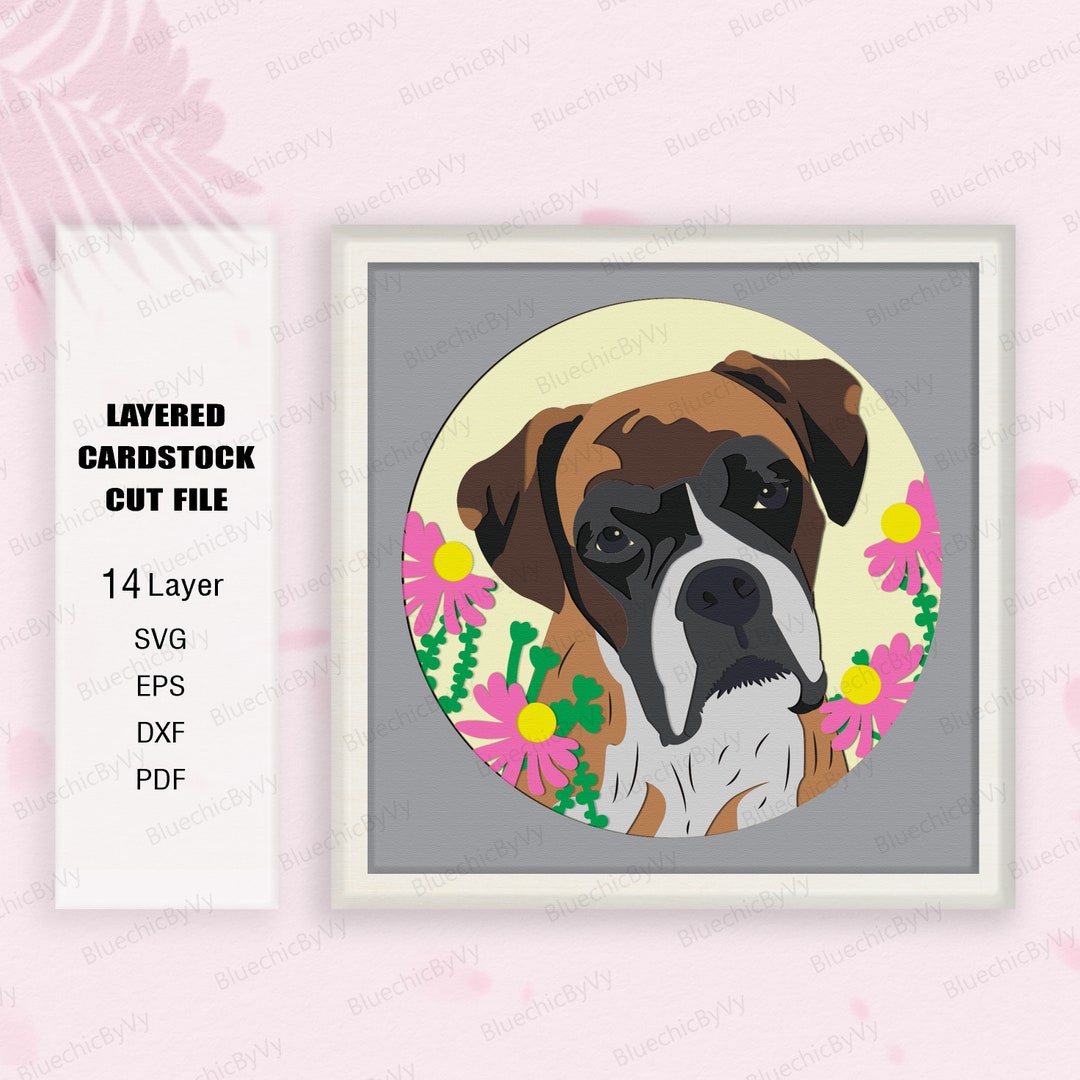 Boxer Dog Shadow Box SVG, Boxer Dog Shadow Box, Gift Dog Lover, for ...