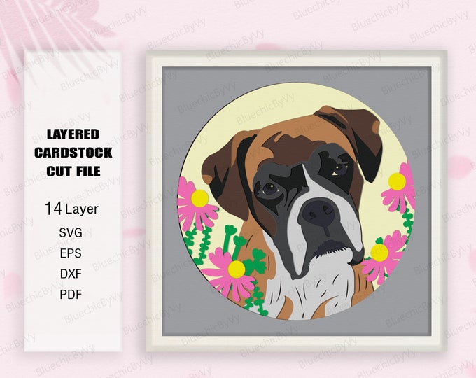 Boxer Dog 3D Shadow Box SVG/ 3D Layer Colorful Boxer/ Dog Mandala 3D ...