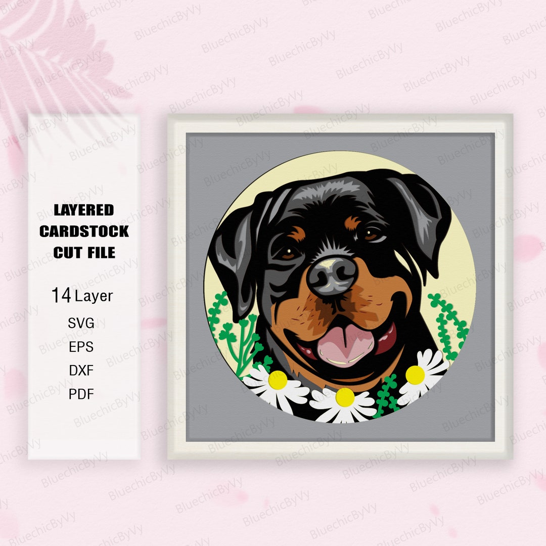 Rottweiler Dog Shadow Box SVG, Rottweiler Dog Shadow Box, Gift Dog, for ...