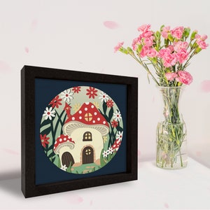 Mushroom House Shadow Box SVG, Mushroom House Shadow Box, Mushroom ...