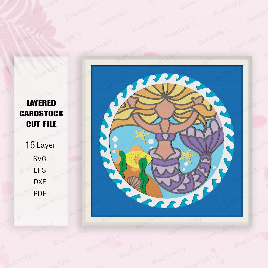 Mermaid Shadow Box SVG, Mermaid Shadow Box, for Cricut, Mermaid Deco ...